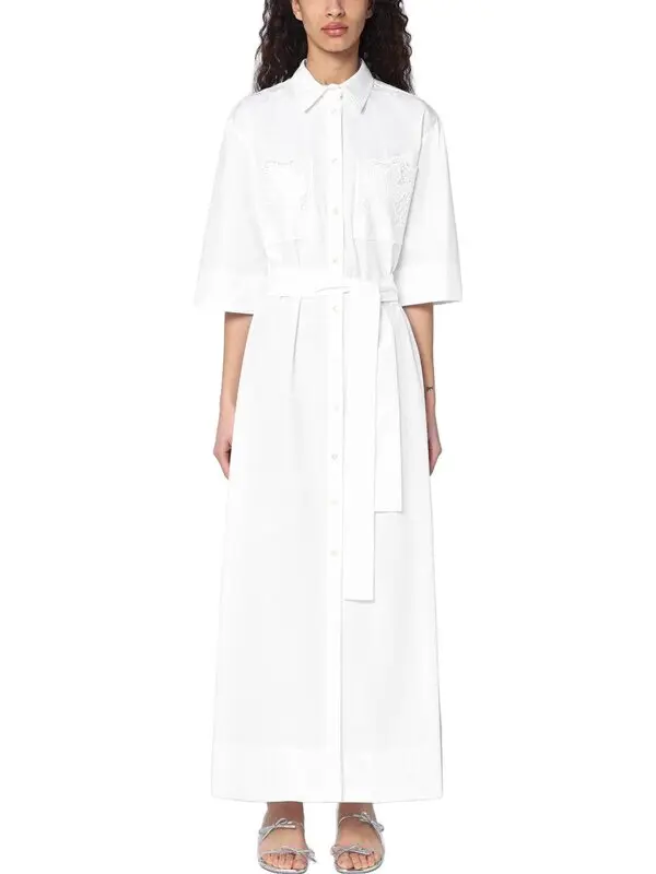 P.a.r.o.s.h Long Shirt Dress With Belt - White