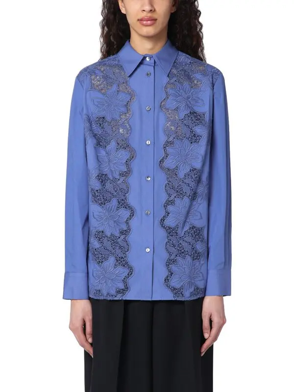 P.a.r.o.s.h Embroidered Cotton Shirt - Blue