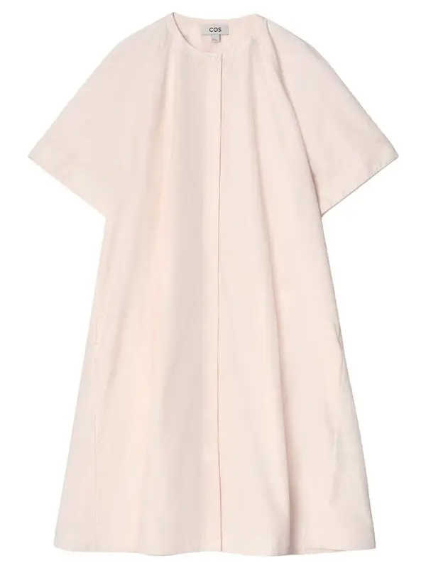 Cos Cotton Poplin Midi Dress - Pink
