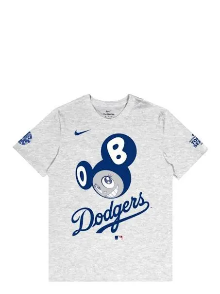 Nike X Takashi Murakami X Mlb World Tour Tokyo Series 2025 Dodgers Short Sleeve Tee Shirt - Grey