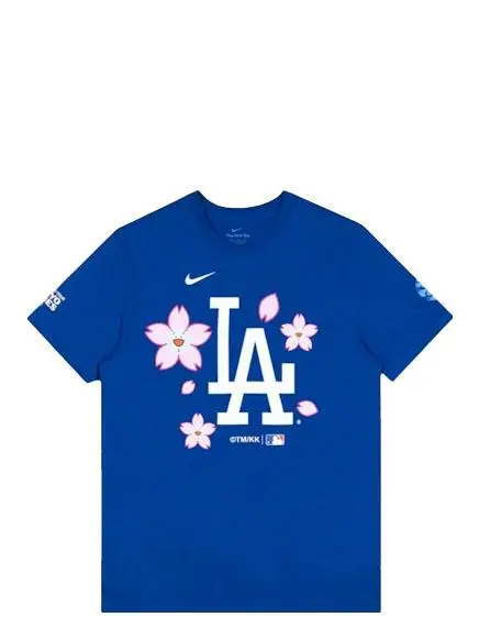 Nike X Takashi Murakami X Mlb World Tour Tokyo Series 2025 Dodgers Short Sleeve Tee Shirt - Blue