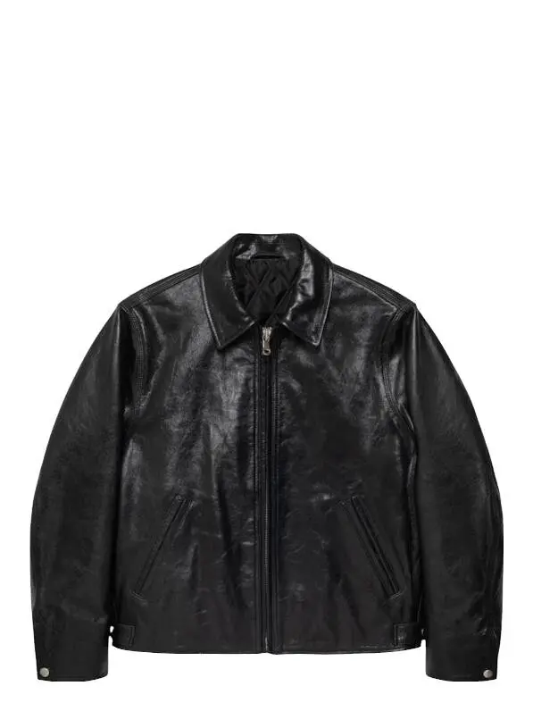 StÜssy Leather Garage Jacket - Black