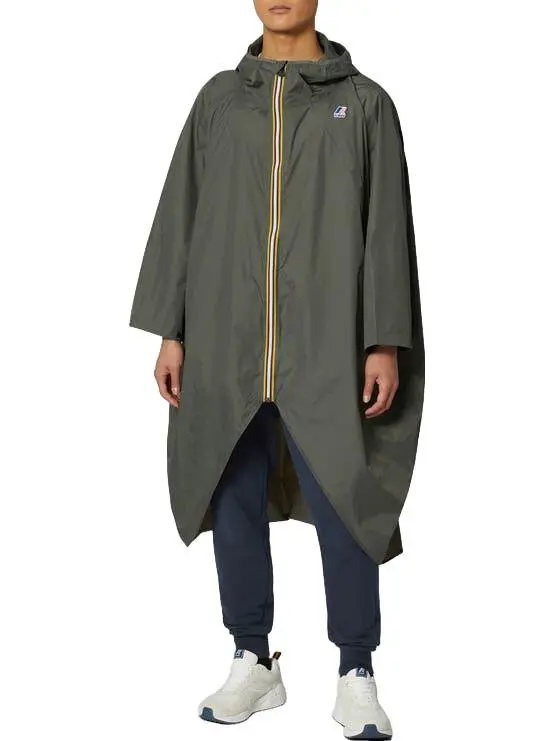 K-WAY Rennes Waterproof Packable Rain Poncho - Green Blackish