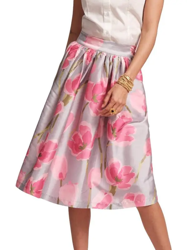 FRANCES VALENTINE Barbara Printed Bell Skirt - Grey/pink