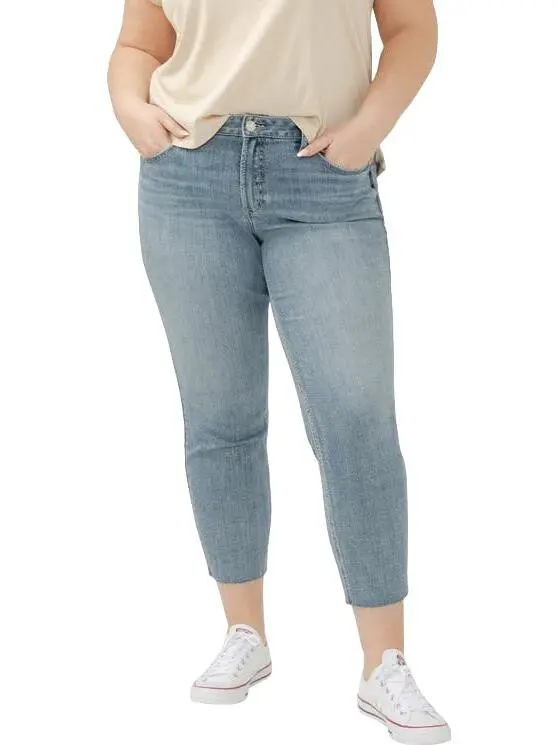 SILVER JEANS CO. Suki Curvy Mid-rise Crop Straight-leg Jeans - Indigo