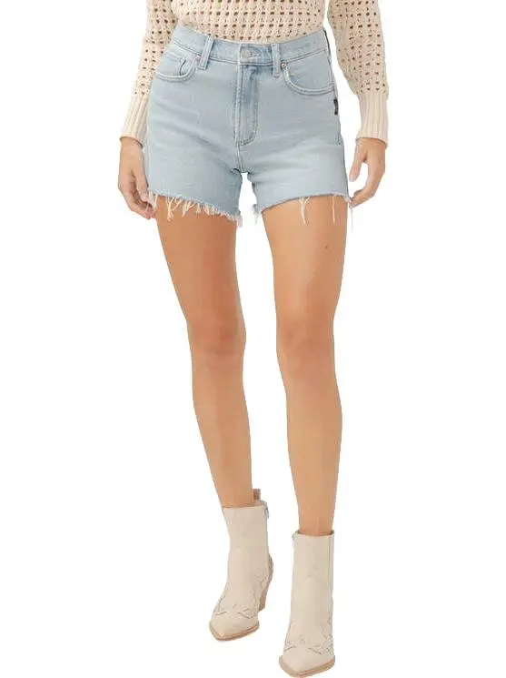 SILVER JEANS CO. Raw Hem Denim Shorts - Indigo