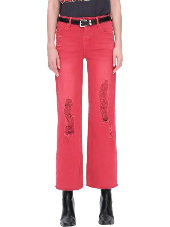 BAYEAS Ally High-waist Straight-leg Jeans - Red