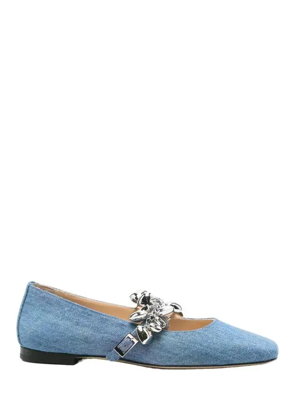 Mach & Mach Heart-charm Ballet Flats - Blue
