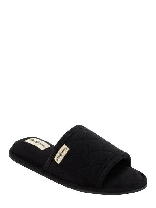 DEARFOAMS Beatrice Quilted Microfiber Terry Shower Slide Slipper - Black