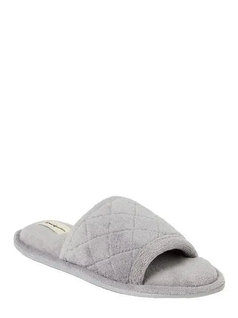 DEARFOAMS Beatrice Quilted Microfiber Terry Shower Slide Slipper - Medium Grey