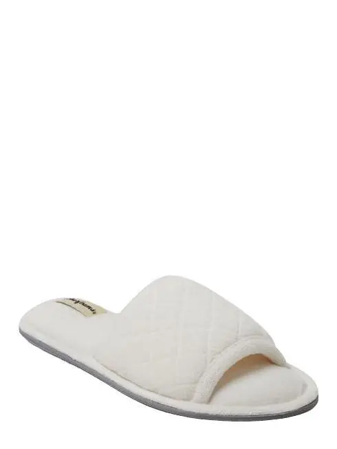 DEARFOAMS Beatrice Quilted Microfiber Terry Shower Slide Slipper - Muslin