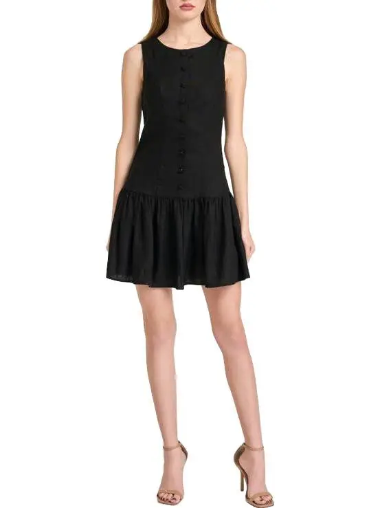 WAYF Martini Linen Blend Minidress - Black