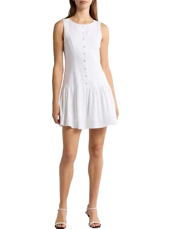 WAYF Martini Linen Blend Minidress - Ivory