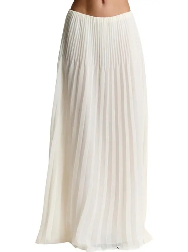 Naked Wardrobe Pleated Chiffon Maxi Skirt - White