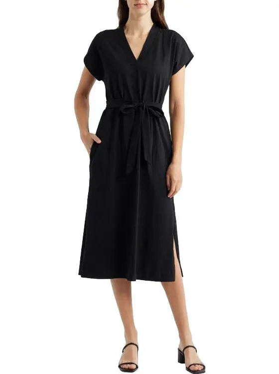 Tommy Bahama Islandscape Cotton Jersey Midi Dress - Black