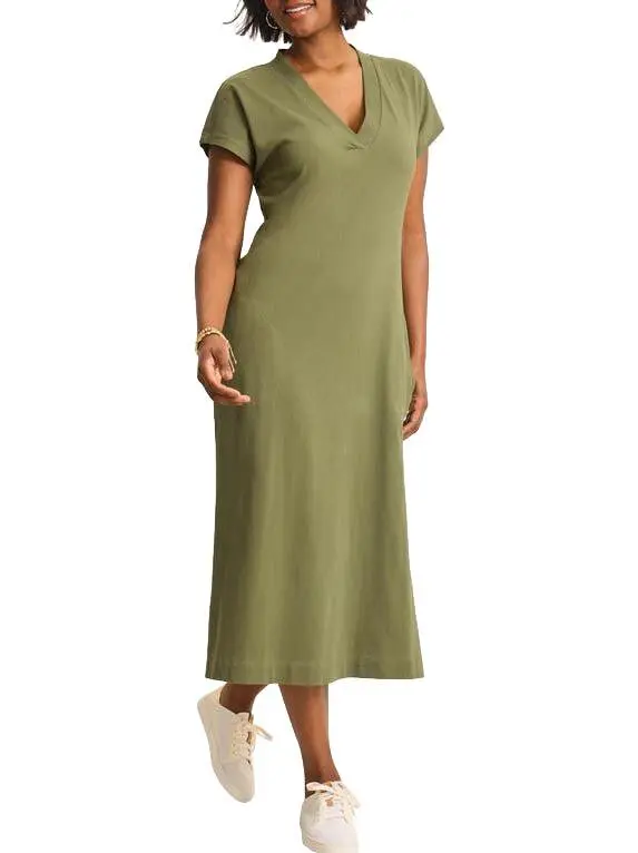 Tommy Bahama Islandscape Cotton Jersey Midi Dress - Dark Fern
