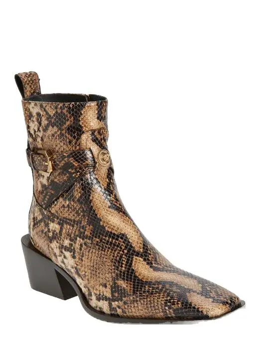 Versace Python Embossed Leather Boot - Brown-versace Gold