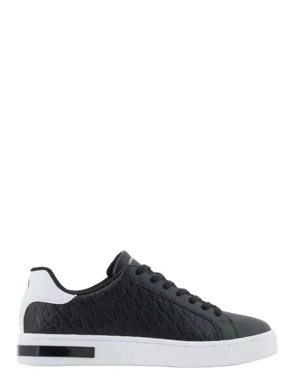 Armani Exchange Monogram-debossed Sneakers - Black