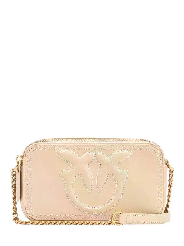Pinko Small Logo-embossed Cross Body Bag - Neutrals