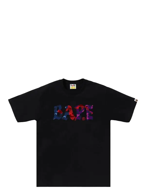 A BATHING APE Color Camo Crazy Logo Tee - Black