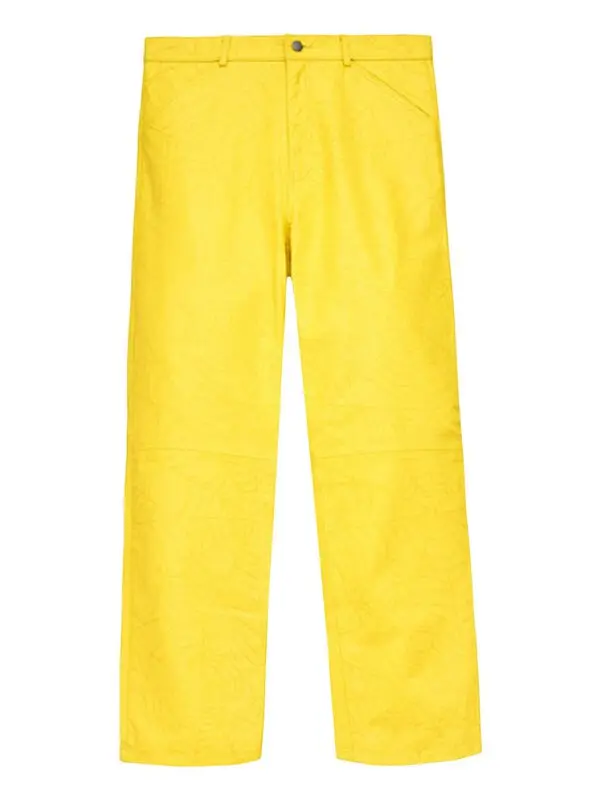 SP5DER Debossed Web Leather Pant - Yellow