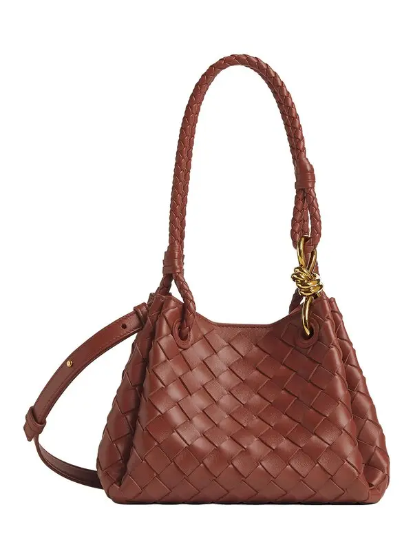 BOTTEGA  VENETA Intrecciato Leather Shoulder Bag - Sapele