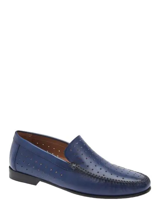 Mezlan Perforated Moc Toe Loafer - Blue