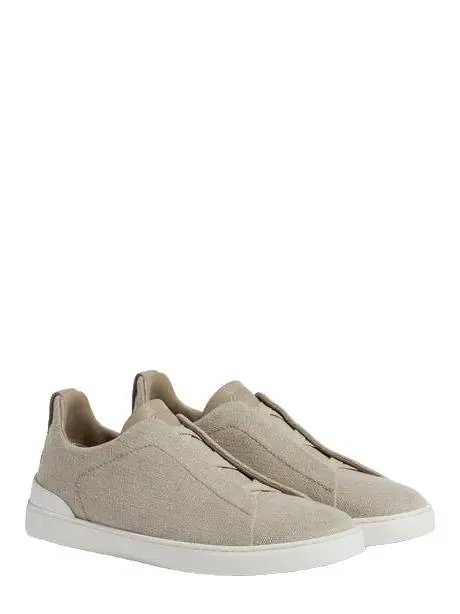 Zegna Triple Stitch Sneakers - Light Beige Solid