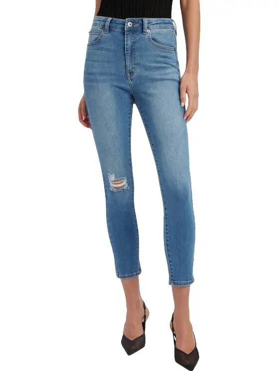 Bardot Khloe Ripped High-waist Skinny Jeans - Dark Denim