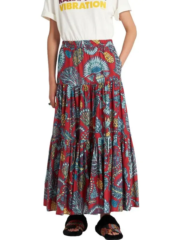La DoubleJ Printed Maxi Skirt - Sicomore Red