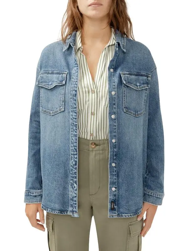 SILVER JEANS CO. Oversized Denim Shirt Jacket - Indigo
