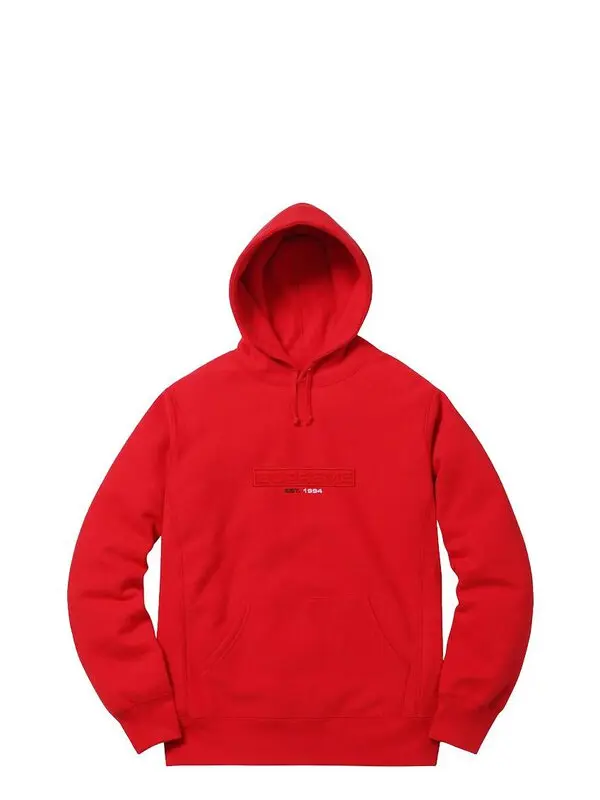 Supreme Embossed Logo Hooded Sweatshirt - Red