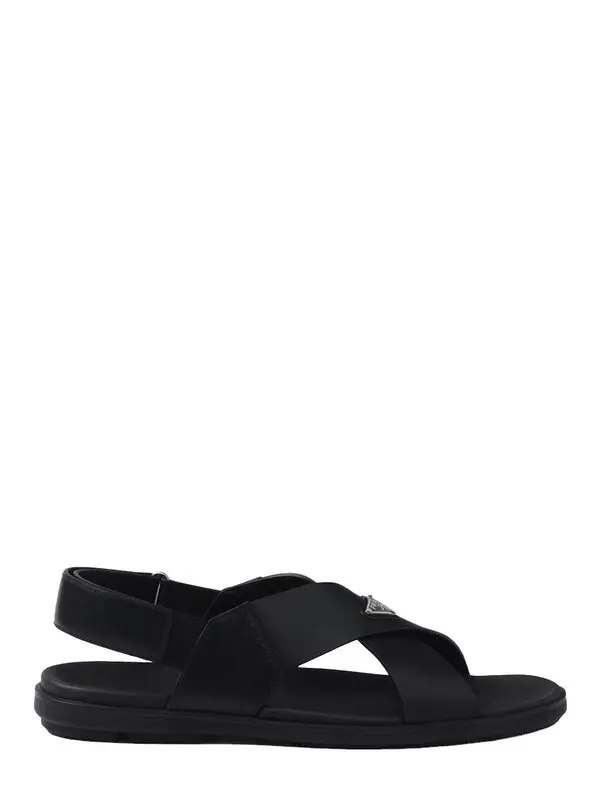 Prada Crisscross Leather Sandals - Black