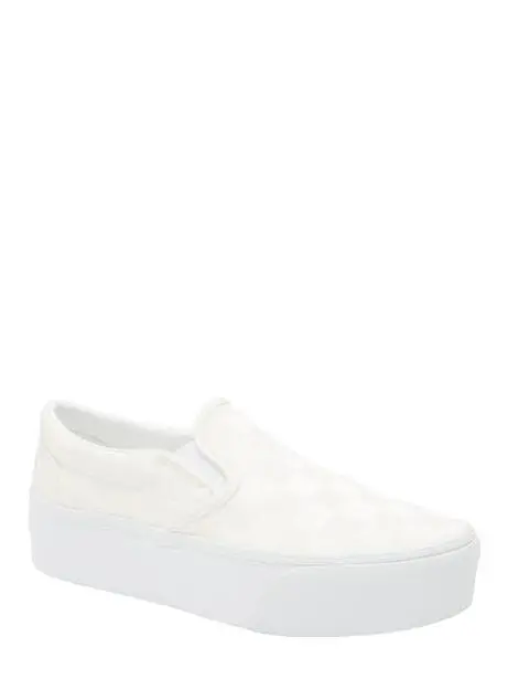 VANS Classic Slip-on Stackform Sneakers - Satin Checkerboard White