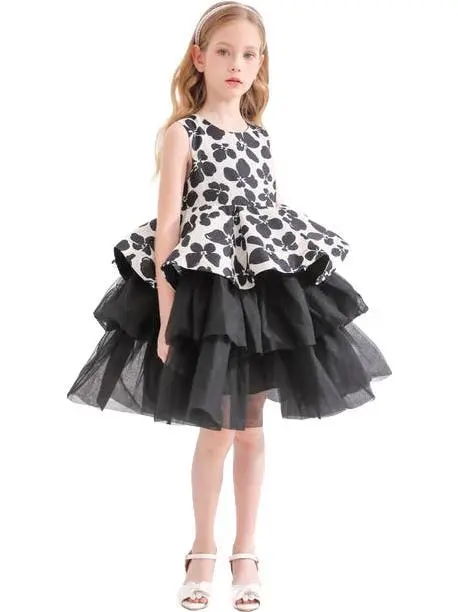 TULLEEN Nazareen Floral Tiered Dress - Black