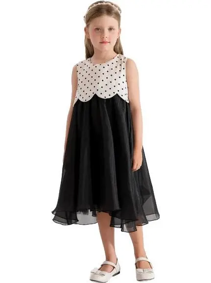TULLEEN Menorca Polka Dot Dress - Black