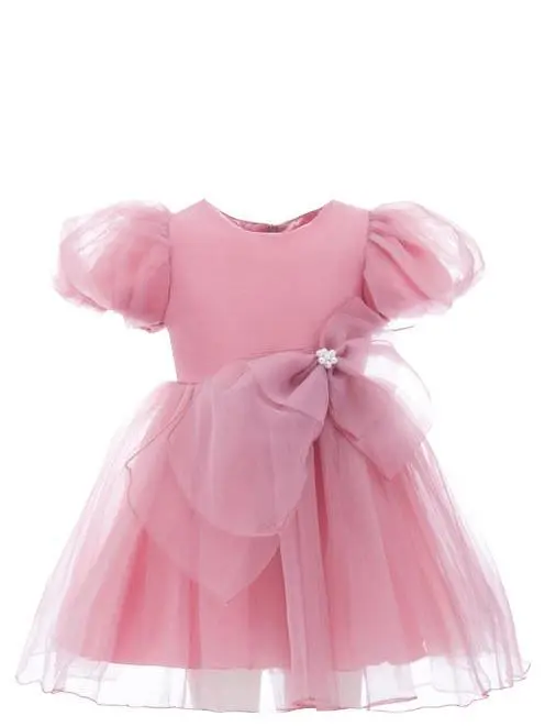 TULLEEN Bow Organza Dress - Raspberry