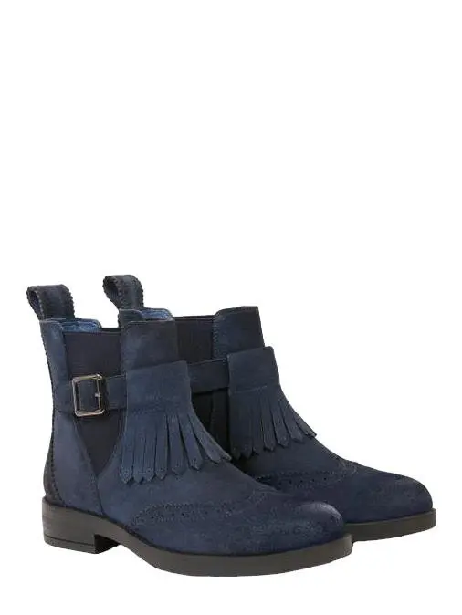 CELTIC & CO. Brogue Strap Chelsea Boots - Navy