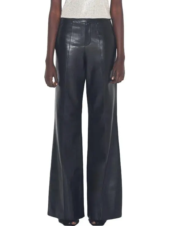AS By DF Recycled Leather Wide Leg Trousers - Black