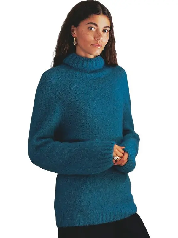 CELTIC & CO. Alpaca & Cotton Turtleneck Sweater - Deep Icelandic Blue