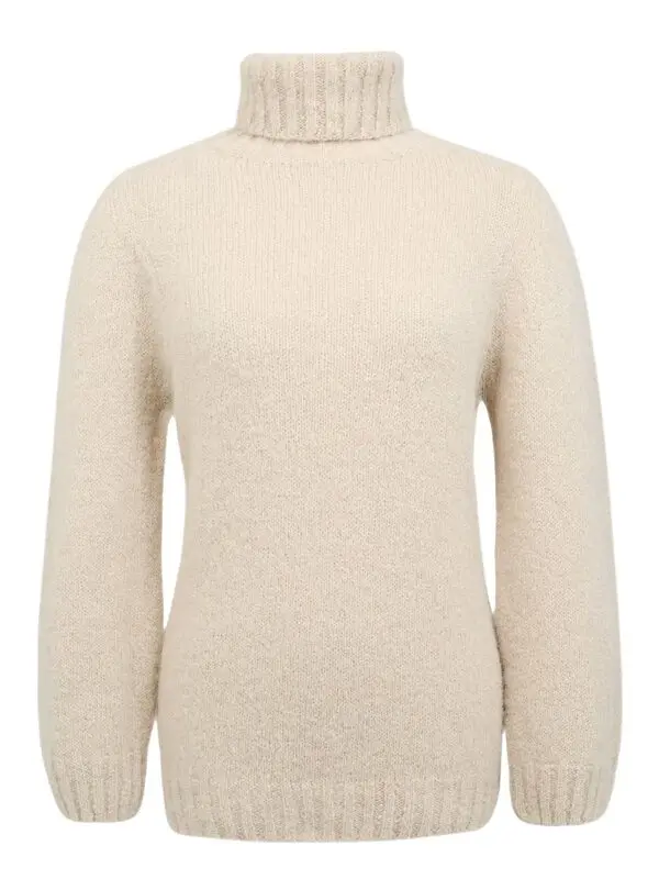 CELTIC & CO. Alpaca Cotton Slouch Turtleneck Sweater - Oatmeal