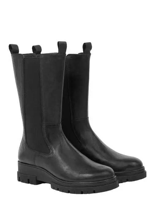 CELTIC & CO. Chunky Tall Chelsea Boot - Black Leather