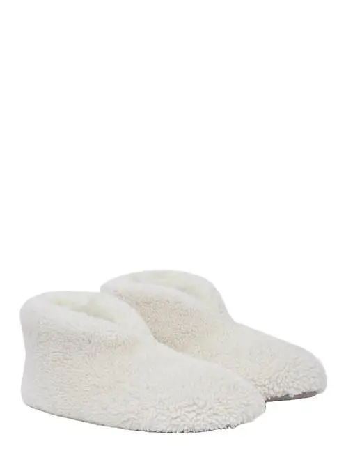 CELTIC & CO. Teddy Shearling Soft Sole Bootee Slippers - Ecru