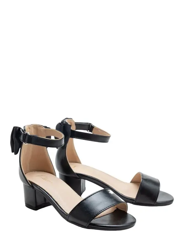 TULLEEN Satin Banded Block Heel Sandals - Black