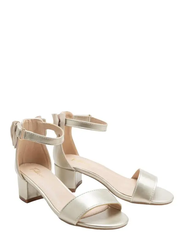 TULLEEN Satin Banded Block Heel Sandals - Gold