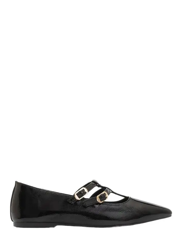 FOREVER & ALWAYS SHOES Starling Leather Mary Jane Flats - Black Patent Leather
