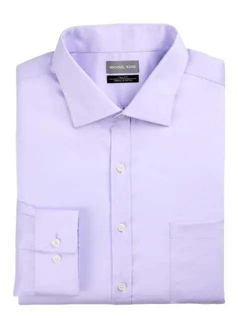 Michael Kors Big & Tall Non-iron Solid Dress Shirt - Purple
