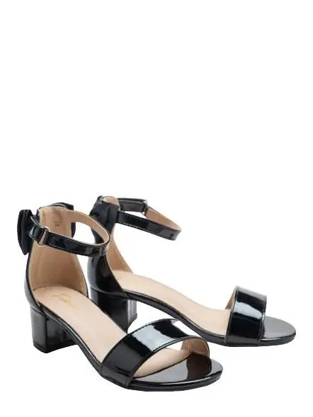 TULLEEN Patent Banded Block Heel Sandals - Black