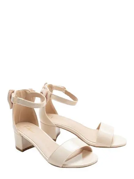 TULLEEN Patent Banded Block Heel Sandals - Nude