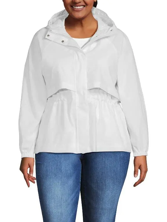 LANDS' END Packable Rain Jacket - White